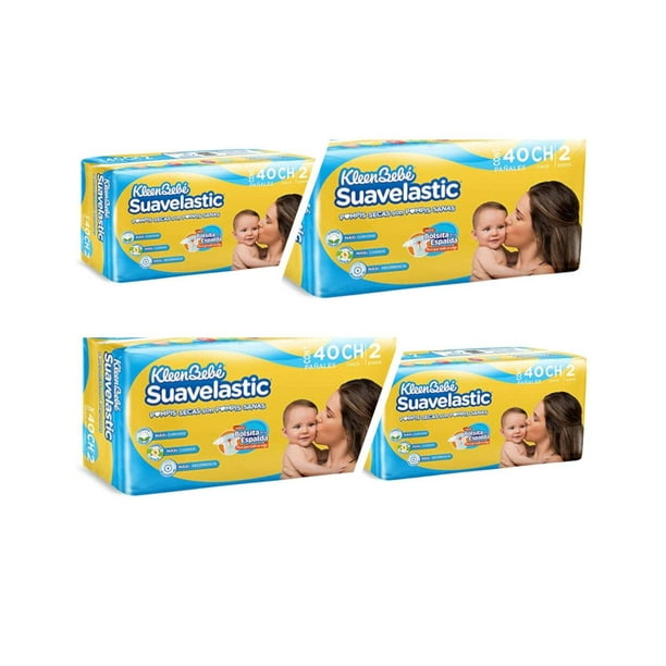 Pack de 4 Pañal Suavelastic Max Chico 40 piezas Kleenbebe Suavelastic ...
