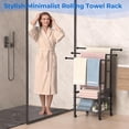 Standing Towel Racks for Bathroom with Wheels, Upgraded Metal Blanket ...
