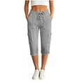 BONIXOOM Women’s Capri Pants, Elastic Waist Cargo Pants, Multi Pockets ...