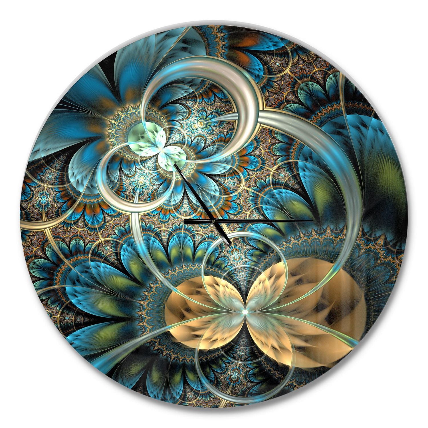 Click here for Designart symmetrical Blue Gold Fractal Flower  Mo... prices