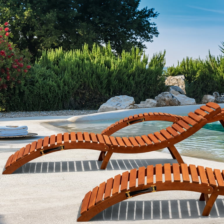 Homall 2pc Outdoor Acacia Wood Chaise Lounge Folding Chairs Homall 2pc Outdoor Acacia Wood Chaise Lounge Folding Chairs