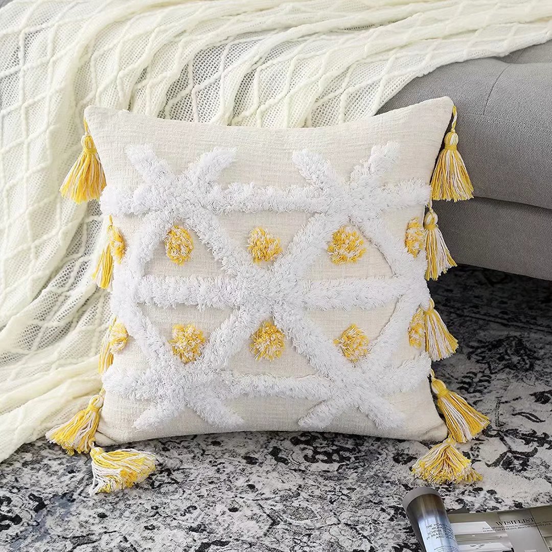 Haperlare 18" x 18" Chenille Square Pillow Covers Woven Tufted ...