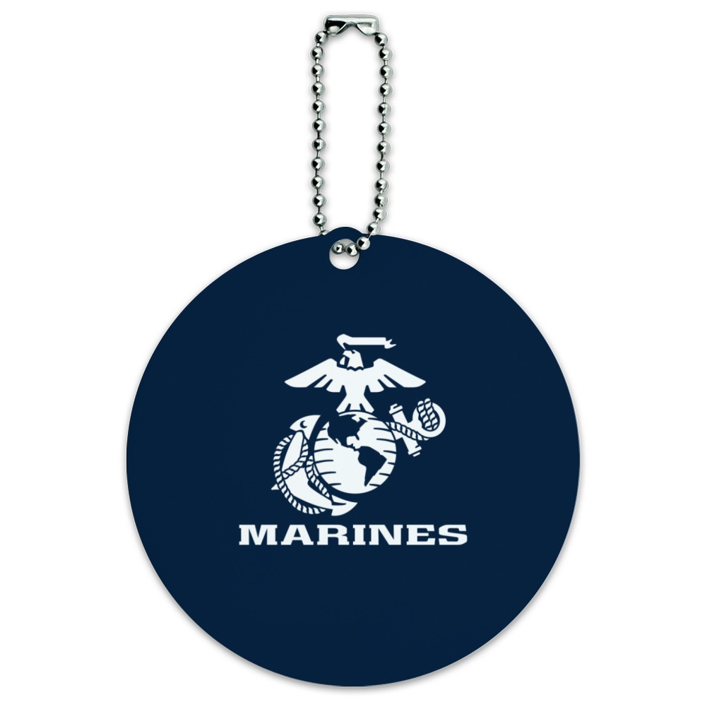 Marines Text USMC White Logo on Blue Officially Licensed Round Luggage ...