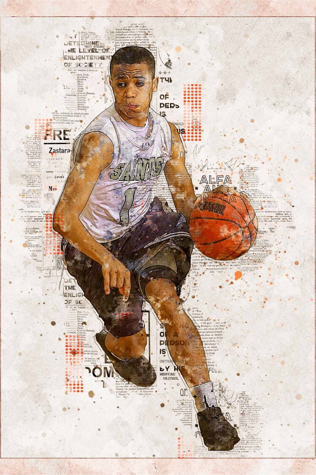 Basketball - CANVAS OR PRINT WALL ART - Walmart.com