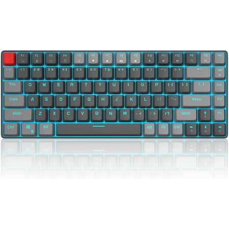 Mini 75% Mechanical Keyboard with Blue Switch, Ice Blue Backlit Gaming ...