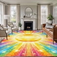 Colorful Sun Washable Area Rug 5x7 Cartoon Watercolor Red Yellow Blue ...