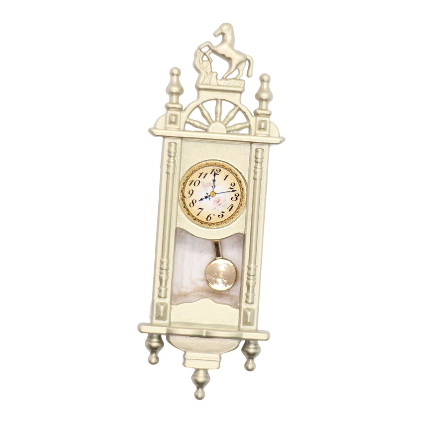 1:12 Scale Dollhouse Wall Clock Antique Clock Playset Delicate Wooden ...