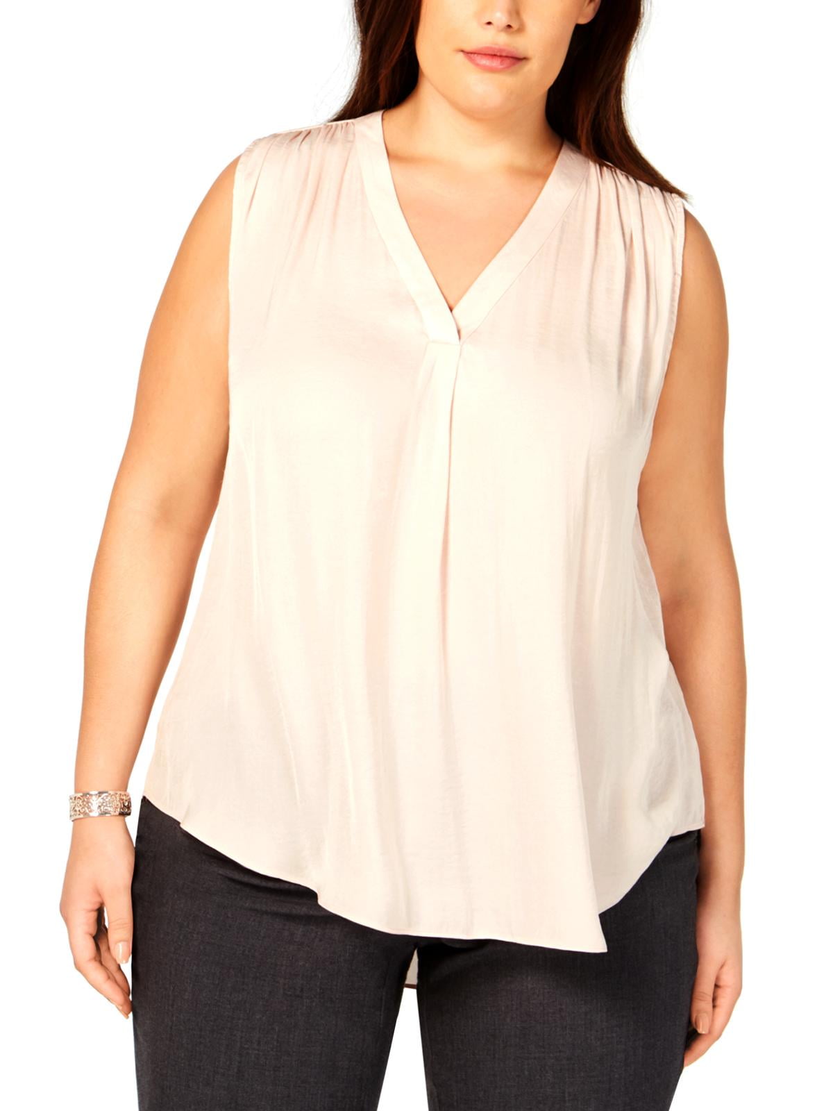 Alfani Womens Plus Satin Ruched Tunic Top - Walmart.com