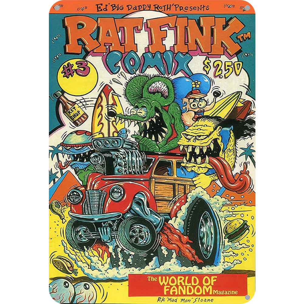 Hojalata Rectangular 20*30cm Wdftyju Plano RAT FINK Personajes Dibujos ...