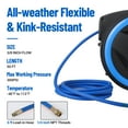 Huloretions Air Hose Reel 3/8" x 50 Ft Retractable Flex Hybrid Air Hose, Heavy Duty Air ...