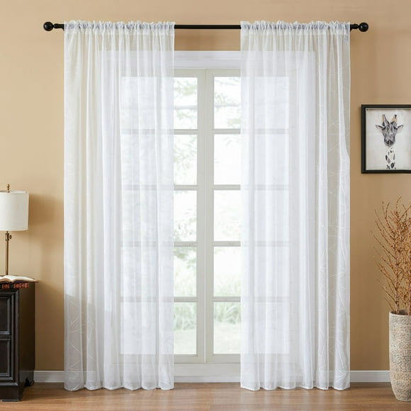 Modern White Sheer Curtains Living Room