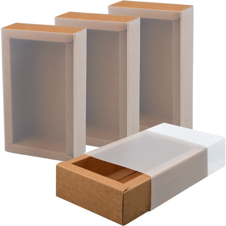 Kraft Paper Boxes, 12 Pieces Rectangle Paper Box with Clear PVC Windows ...