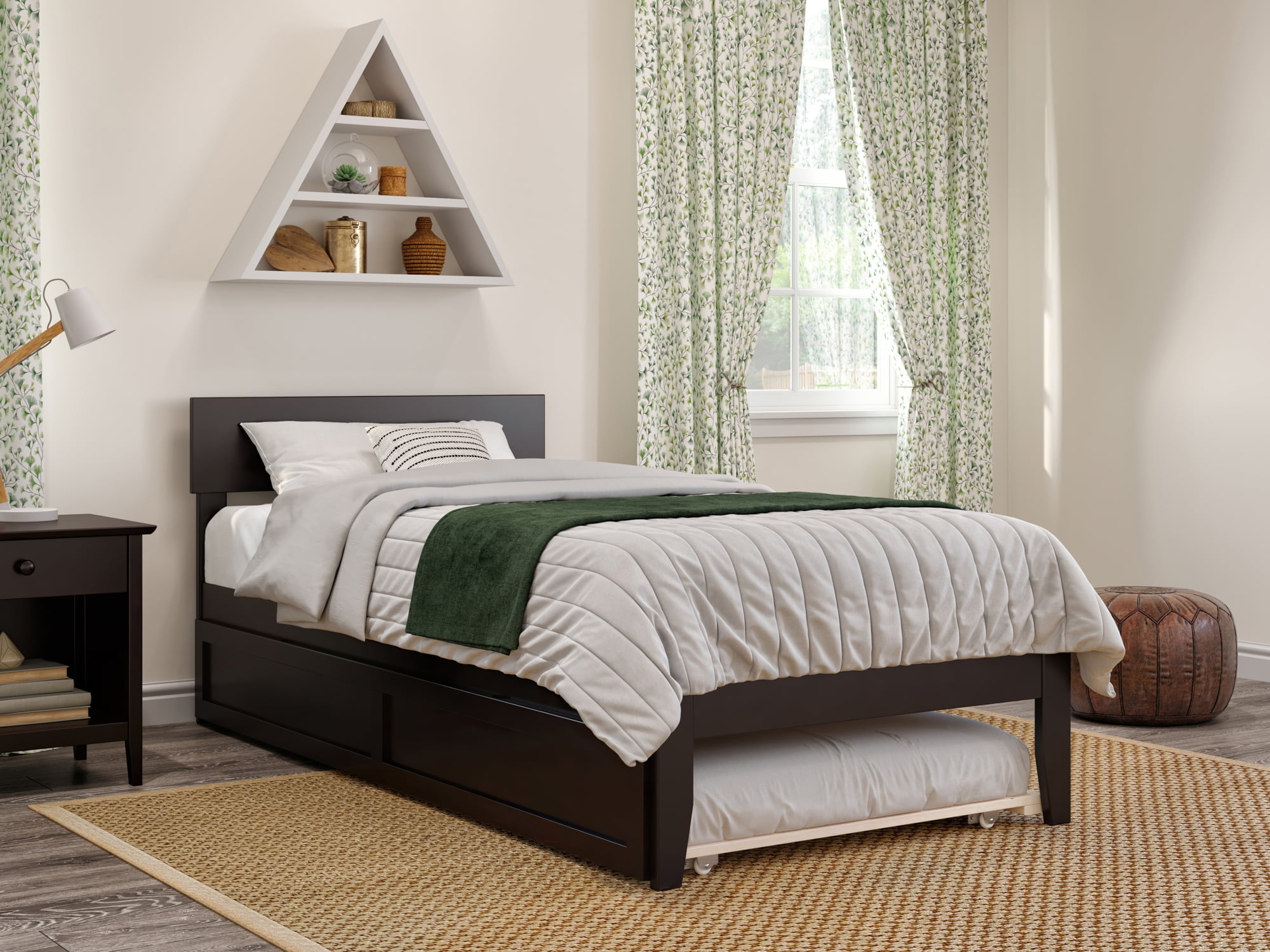 AFI Boston 14" Twin XL Wood Platform Bed Frame with Twin XL Trundle ...