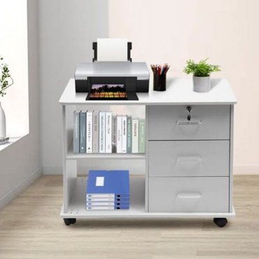 HomCom Mobile Printer Stand/Office Storage Cabinet - Walmart.com