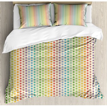 Colorful King Size Duvet Cover Set, Vibrant Rainbow Colored Vertical ...