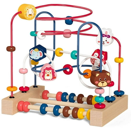 Bead Maze Toy for Toddlers Wooden Colorful Roller HTCM r Fruits Animal ...