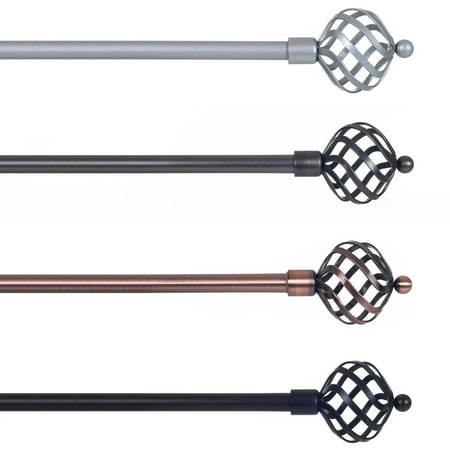 Somerset Home Decorative Curtain Rod, Twisted Sphere, 62"-144", 3/4 ...