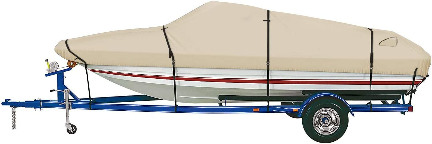 iCOVER Trailerable Boat Cover, 600D Waterproof Heavy Duty Marine Grade ...
