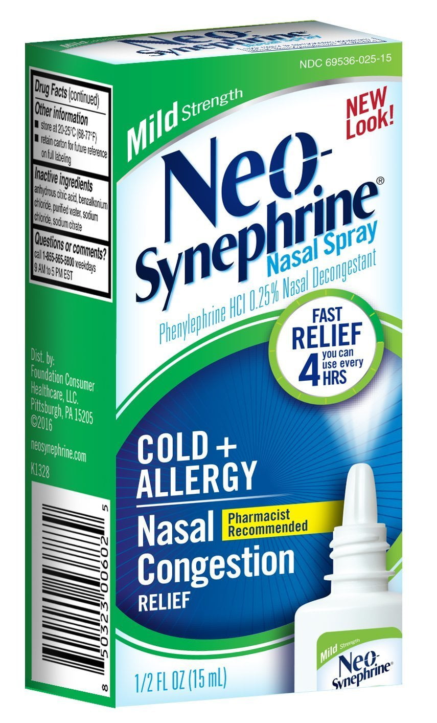 Buy Neo Synephrine Mild Strength Cold & Sinus Nasal Decongestant Spray ...
