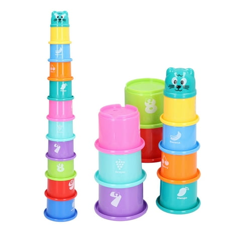 FAGINEY Stacking Cups Toy Numbers Fruits Learning Different Color ...