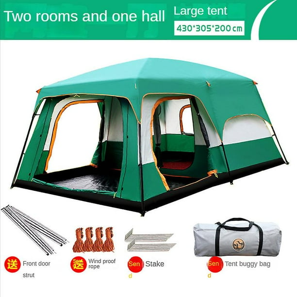 5-8/8-12 Person Camping Double Layer Tent Two Bedrooms Waterproof Big ...