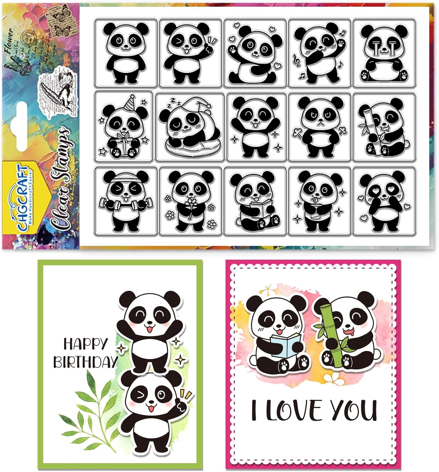 Sellos transparentes con diseño de panda, ideales para repujado ...