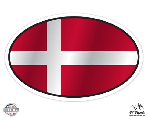Denmark Flag Oval - 7" Vinyl Sticker - For Car Laptop I-Pad ...