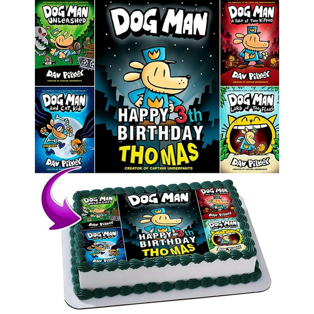 Dog Man Edible Cake Image Topper Personalized Picture 1/4 Sheet (8"x10 ...