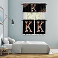 Black Letter K Flower Kitchen Curtains Set for Windows, Watercolor ...