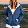 Cekizud Jackets for Women Oversized Hooded Sweatshirt Solid Color Lined ...