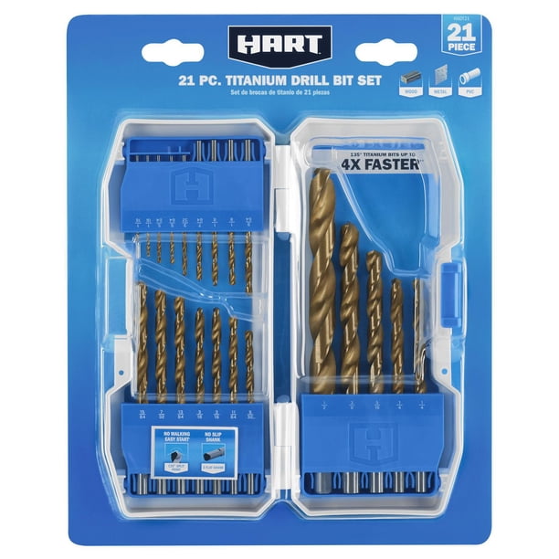 HART 21-Piece Titanium Drill Bit Set with Protective Storage Case ...