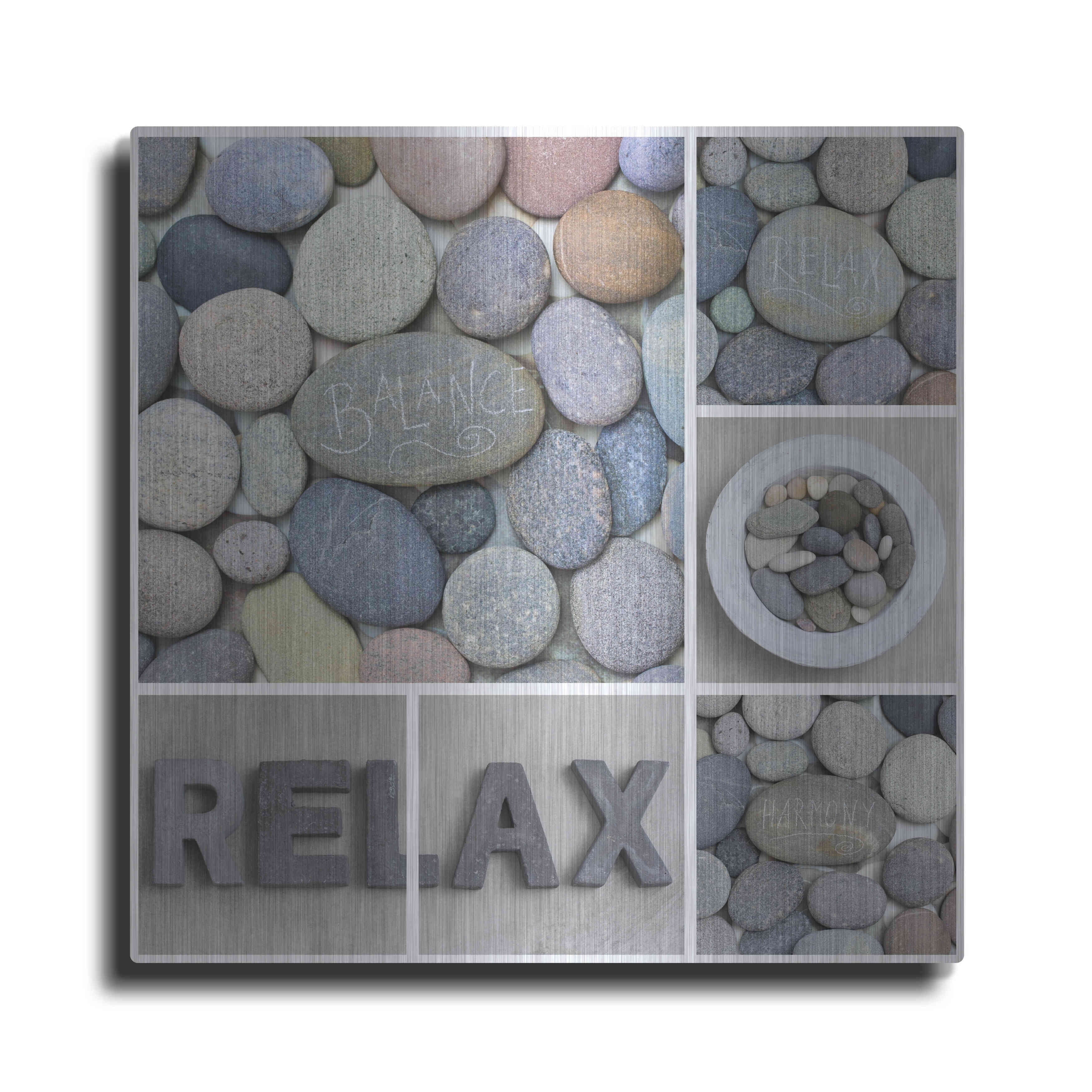 Luxe Metal Art 'Zen Pebble Relax Collage' by Andrea Haase, Metal Wall ...