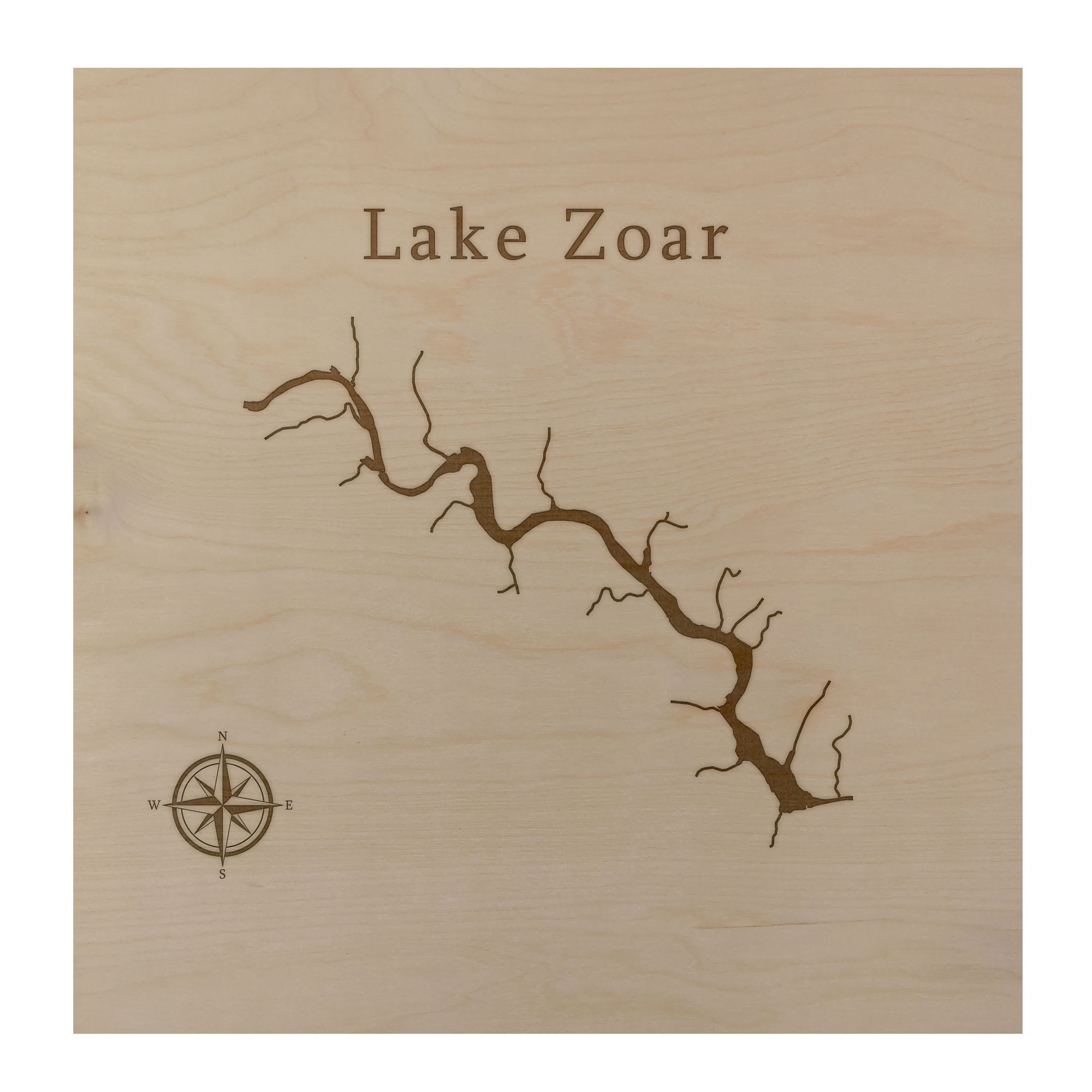 Lake Zoar Housatonic River Map 12x12" Birch Wood Wall Art Office Decor ...