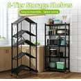 Baokaler 2-Pack 5-Tier Folding Metal Storage Shelf with Wheels ...