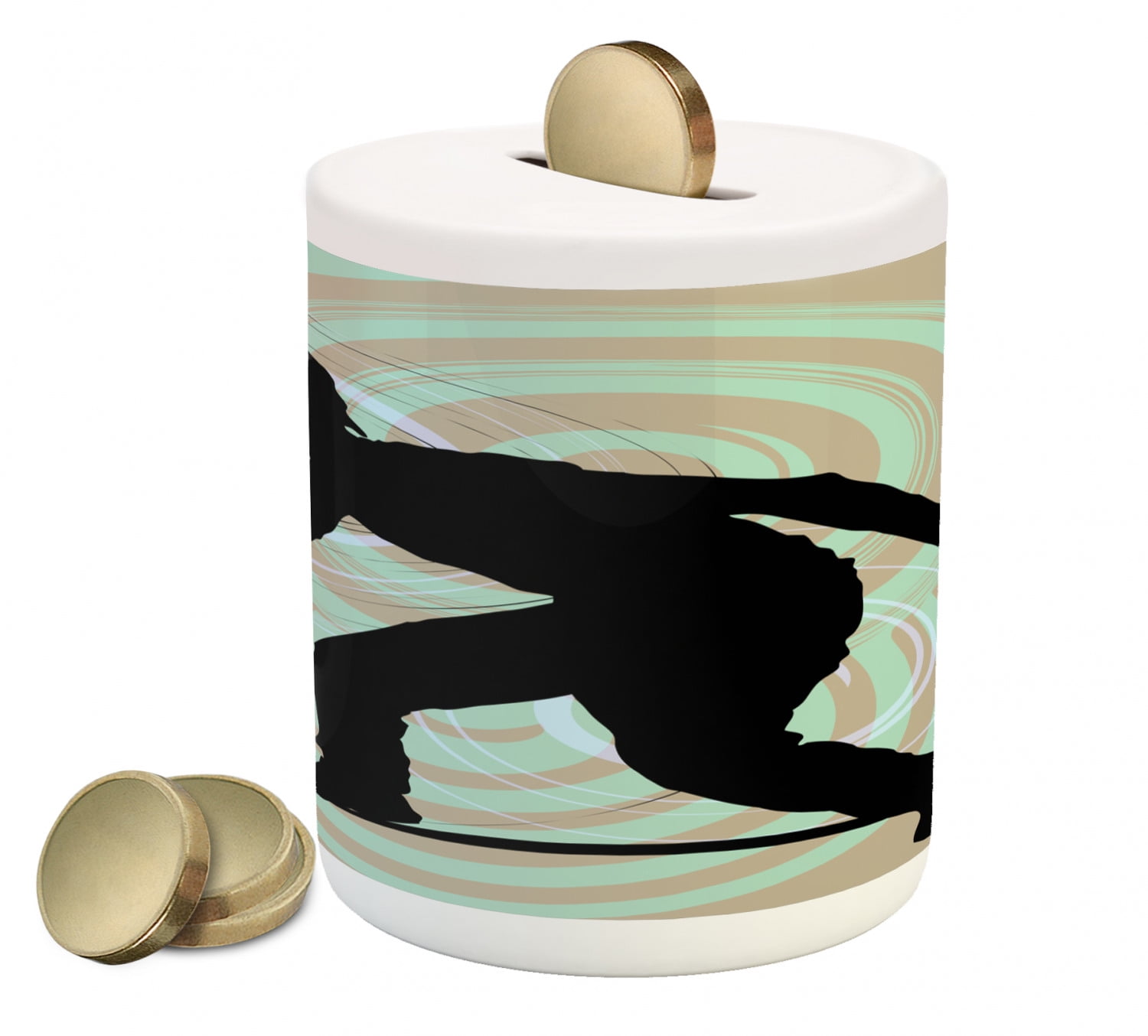 Hip Hop Piggy Bank, Rap Musician with Microphone Silhouette Singing at ...