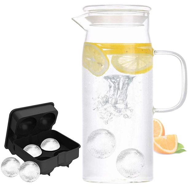 Glass Pitcher with Lid - High Heat Resistance Stovetop Safe Pitcher for ...