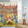 Bathroom Shower Curtain Cartoon Cats Tea Party Waterproof Shower ...