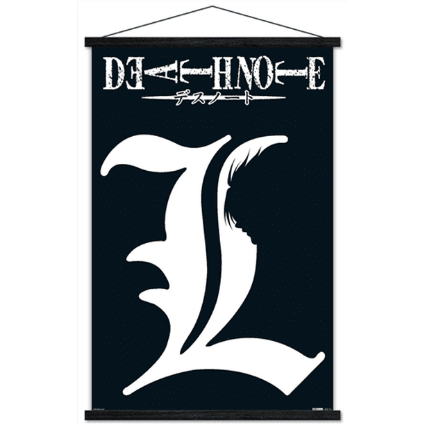 Death Note - L Symbol Wall Poster with Wooden Magnetic Frame, 22.375" x ...