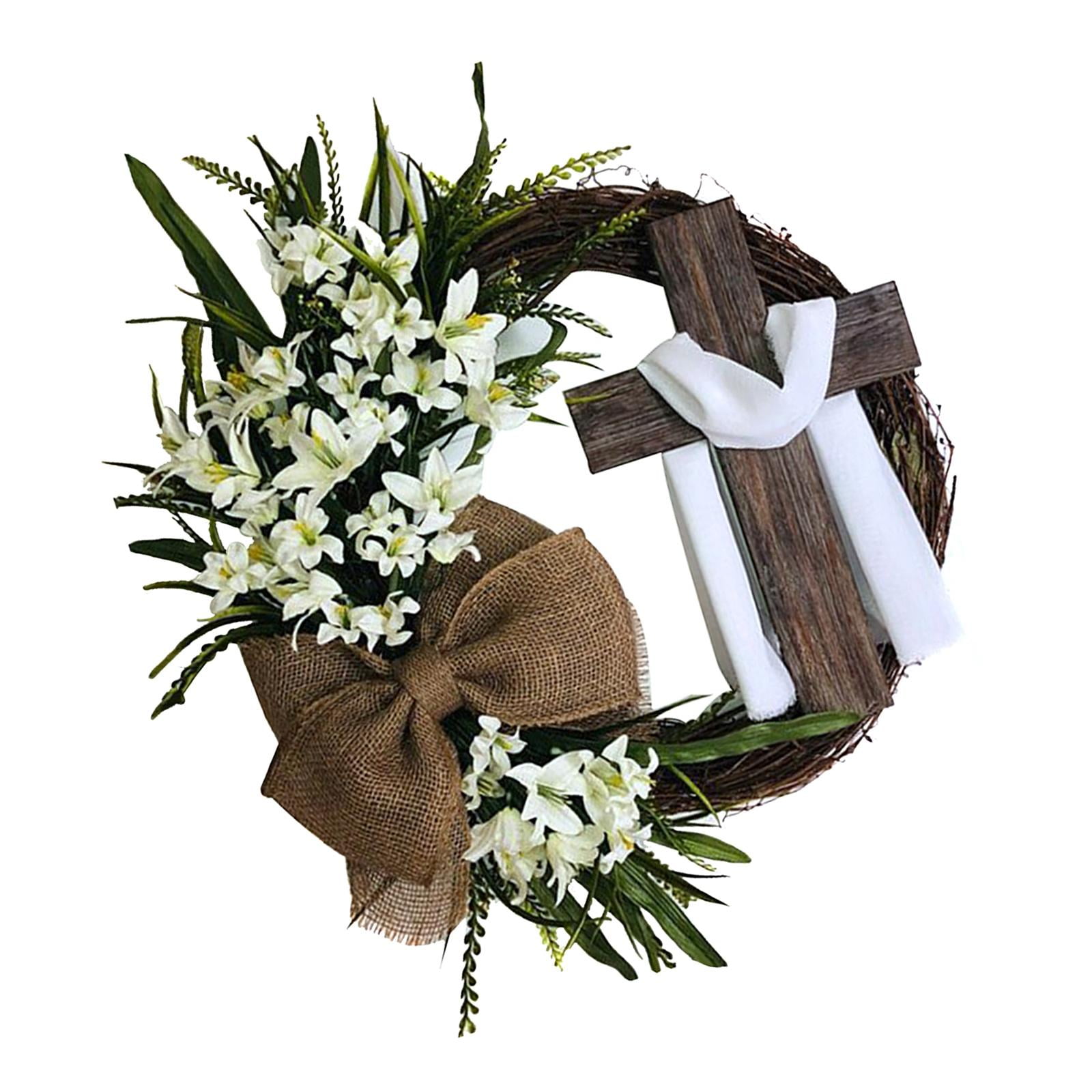 Click here for Siruishop 13.78 Easter Wreath With Cross Decoratio... prices