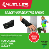 Mueller Green Fitted Wrist Brace, Left Hand, Unisex, One Size Fits Most ...