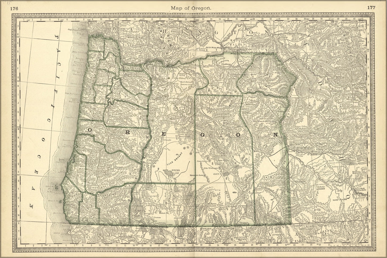 24"x36" Gallery Poster, map of oregon 1881 - Walmart.com
