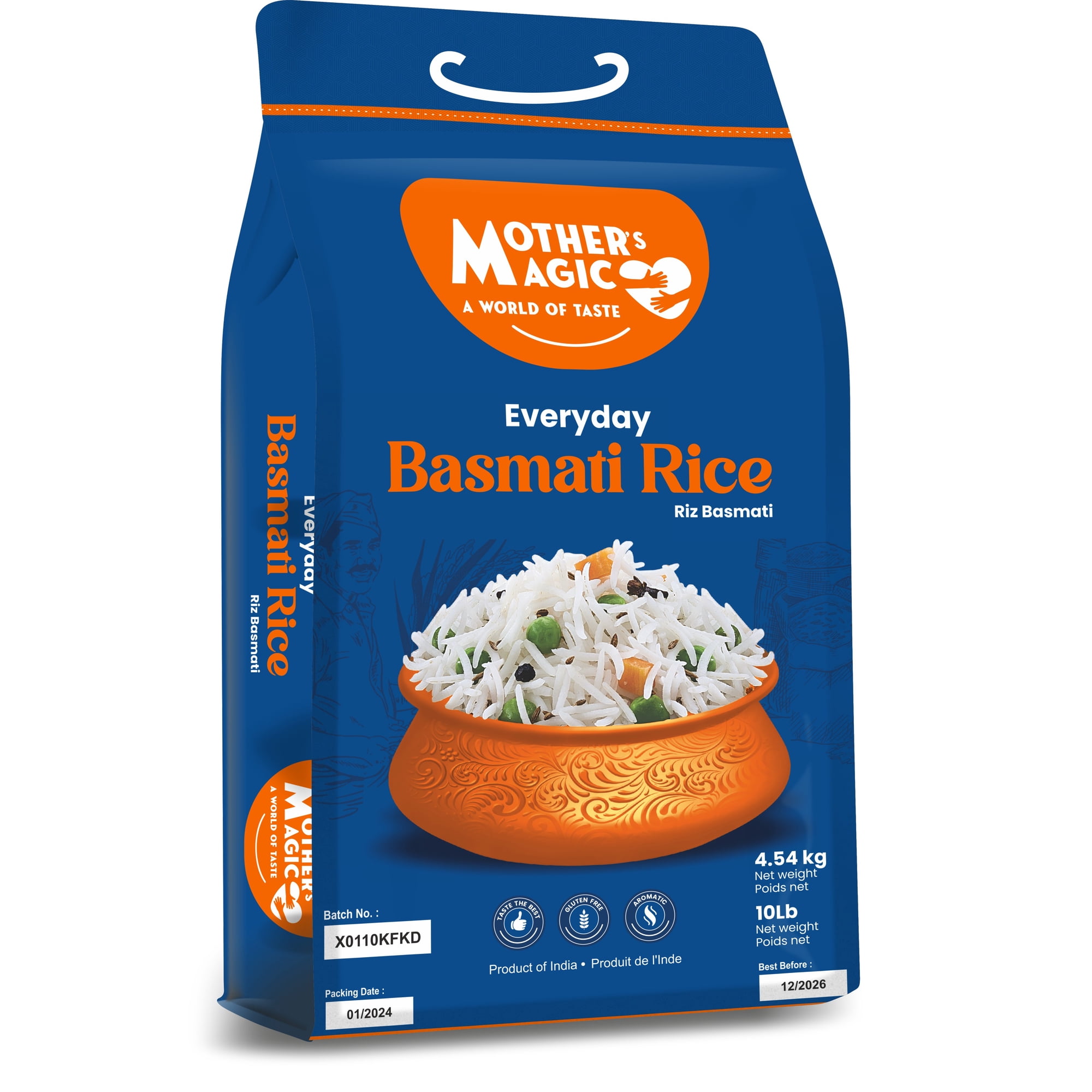 Mothers Magic Mothers Magic Everyday Basmati Rice  4.54 Kg (10 Lb) - Long Grain Indian Basmati Rice  Naturally Aromatic & Fluffy 4.54 Kg