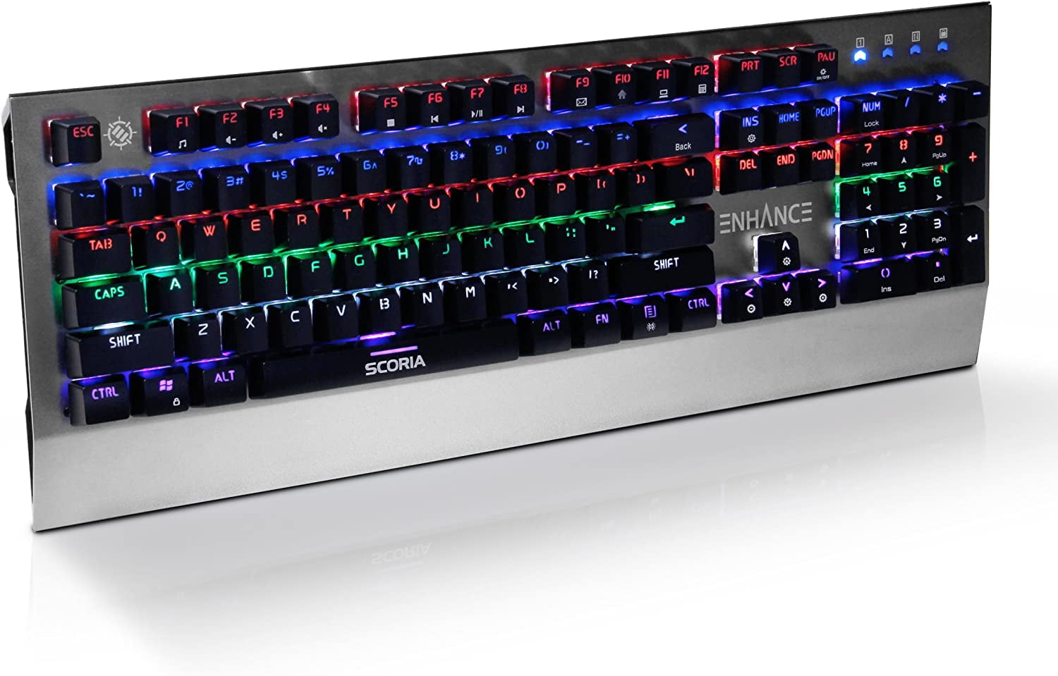 Enhance LED Mechanical Gaming Keyboard Red Switches 104 Backlit Keys ...