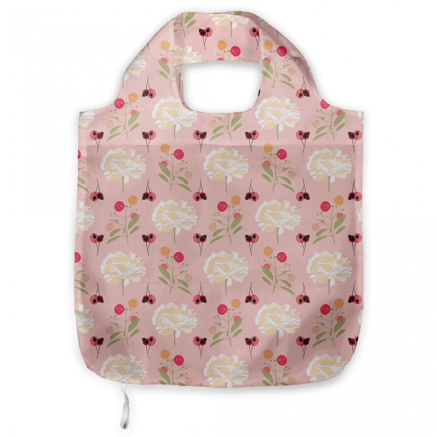 Pink Reusable Portable Bag, Soft Pastel Colored Spring Peony Blossoms ...