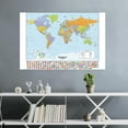 WCIC 59*39" Vinyl World Map with Flags Large Poster Wall Decor Home ...