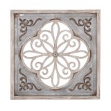 Free Shipping! DecMode Gray Wood Scroll Wall Decor with Metal Accents ...