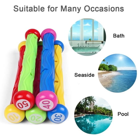 5Pcs Underwater Swimming Pool Diving Sticks Toys Swimming Pool Water ...