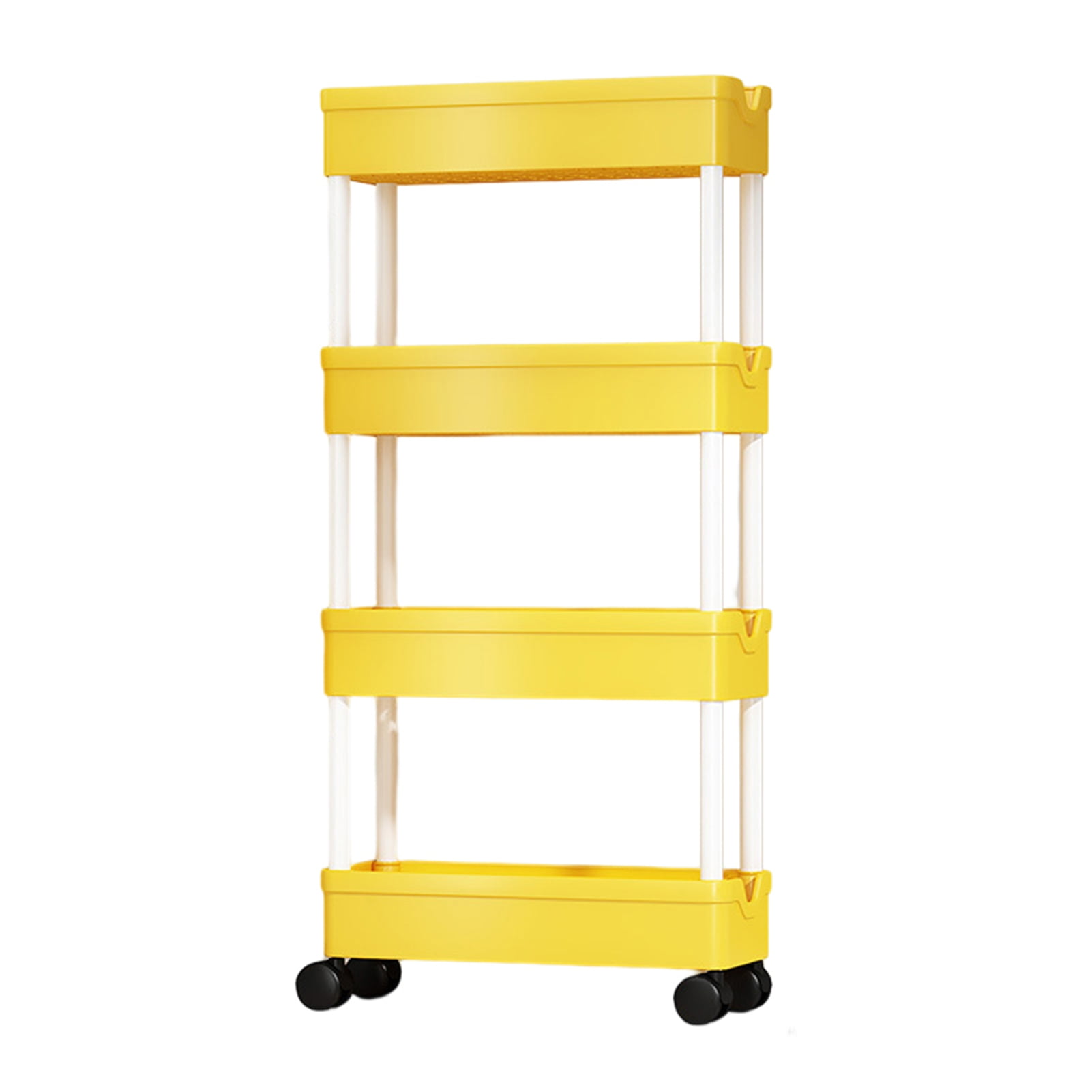 Trayknick Slim Storage Cart for Small Spaces Four-tier Rolling Cart ...