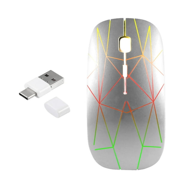 Ratón inalámbrico LED delgado Carga USB Luces LED portátiles Ergonómico ...