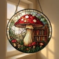Book Nook Mushroom Stained Glass Suncatcher, Whimsical Fantasy Window ...